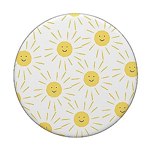 Smiling Sun Pattern Cute Happy Sunny Face Nature Cartoon PopSockets Swappable PopGrip