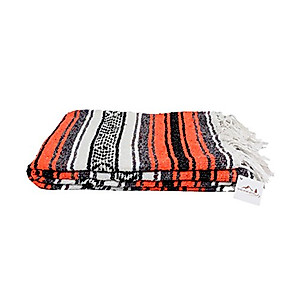 Open Road Goods Orange and Black Mexican Falsa Blanket - Great for The Beach, Picnics, Yoga, or a Throw! Handwoven Colors of Halloween Blanket