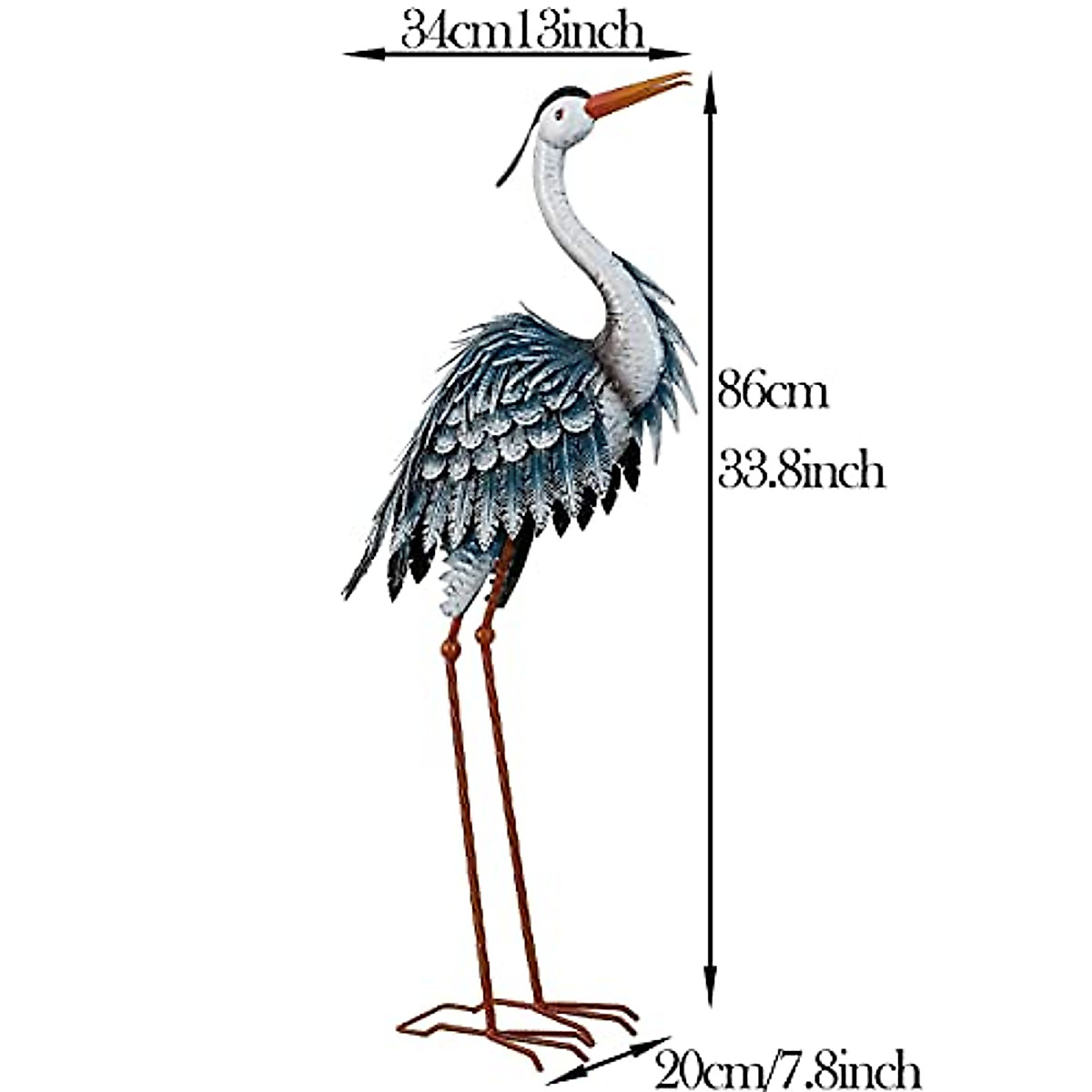 TERESA'S COLLECTIONS 3 Metal Blue Heron Garden Statues, Cranes Decor Animal Family Bird Art Lawn Ornaments for Outdoor Patio Yard Outside Decorations