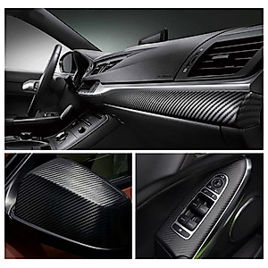 3D Stereo Black Carbon Fiber Vinyl Wrap,157.5"x11.8" Waterproof & Wrinkle Resistant Car Wrap with Scraper Tool for Cool Car Decorations,Suitable for Cars Trucks SUVs Motorcycles