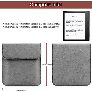 LIUDENWIN Universal Sleeve Case for 7 Inch E-Book Reader Compatible Oasis 2019 & 2017 / Kobo Libra 2 E-Reader/Pocketbook E-Book Reader Era Protective Bag Pouch Cover, Gray