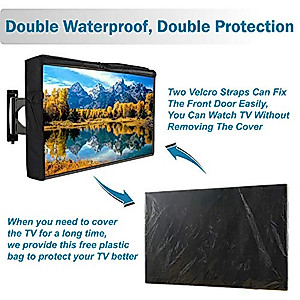 Outdoor TV Cover 50"-52" Universal Waterproof Dust-Proof With FREE Plastic Cover Front Flap Bottom Cover Scratch Resistant Interior Protector for LCD LED Plasma Television Set Remote Controller Pocket