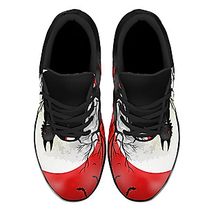 Halloween Shoes for Men Women Personalized Moon Wolf Running Sneakers Breathable Casual Sport Tennis Shoes Black Size 12