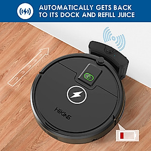 Automatic Self Charging Robotic Vacuum Cleaner, Super Thin Robot Vacuum Cleaner - Strong Suction, Quiet, Tangle Free, Daily Cleaning Robot Vacuum for Pet Hairs, Dust, Scrums, Hardwood Floors & Carpets