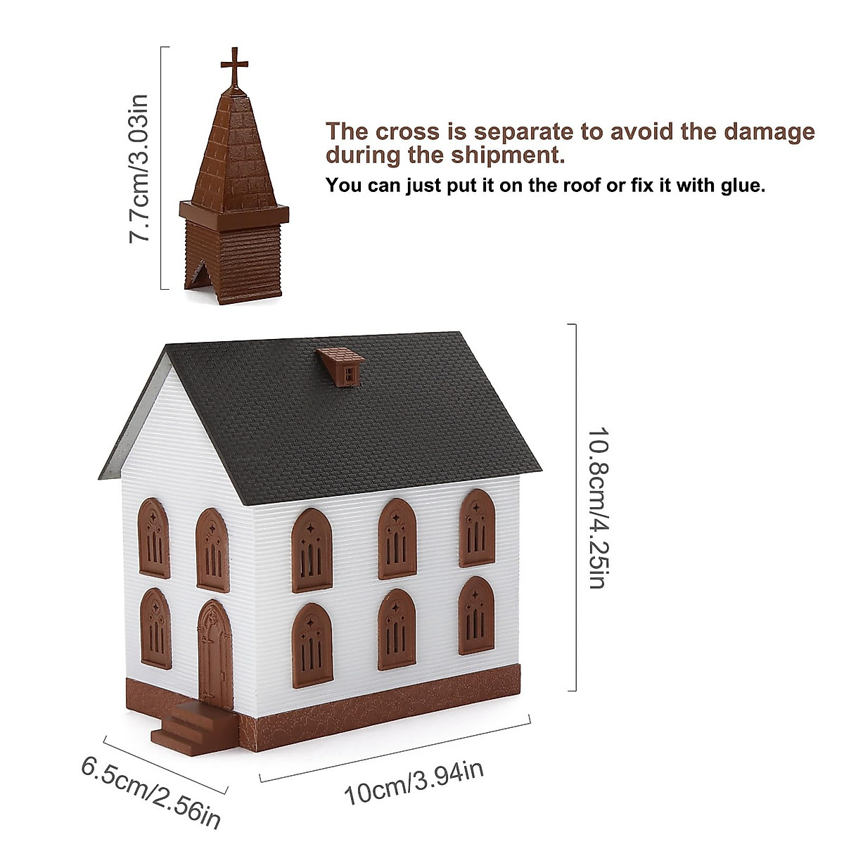 HO Scale Painted Assembled Model Church 1:87 Building for Model Railway Layout Diorama JZ8706