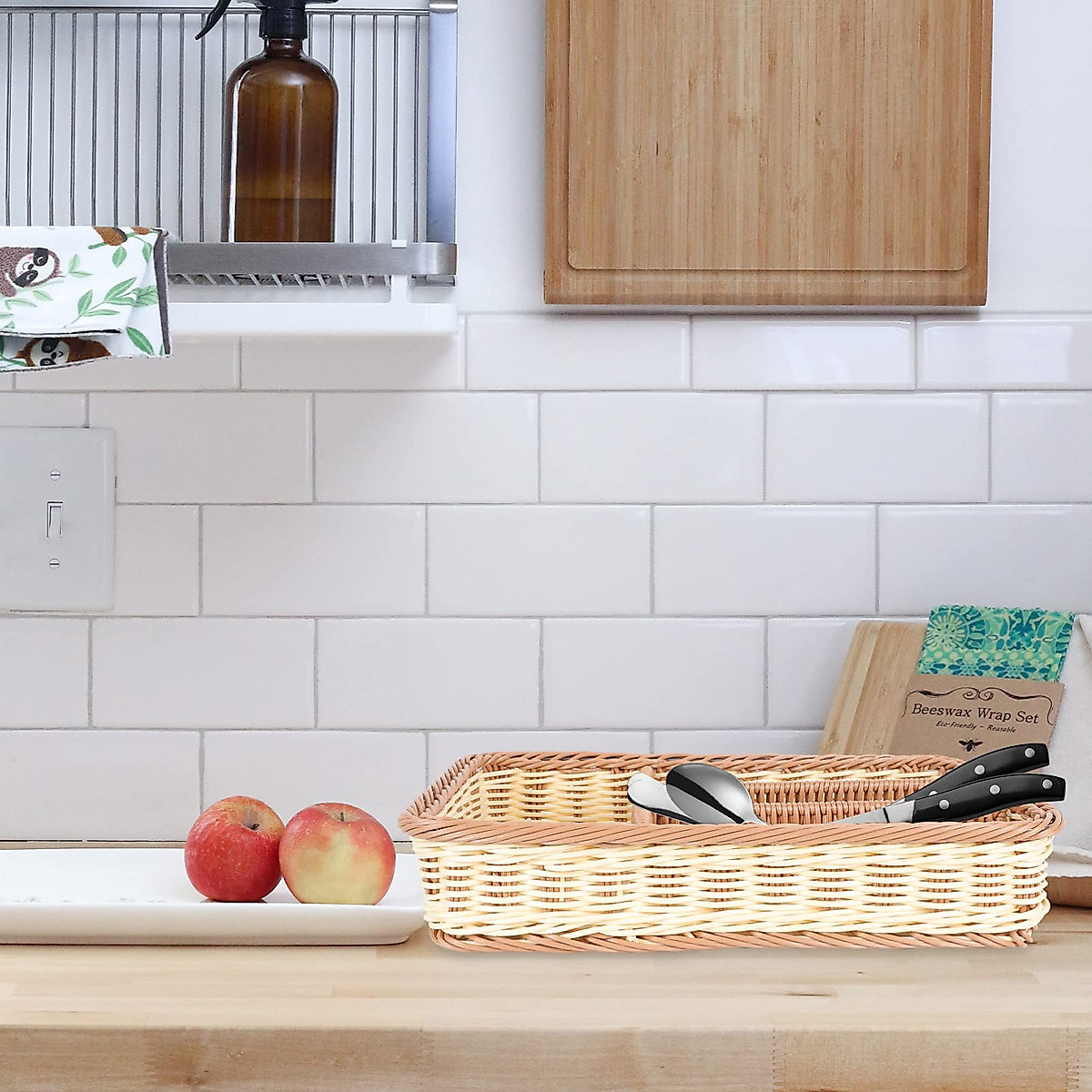 Cabilock Plastic Fork 1pc Cutlery Basket Wicker Cutlery Box Shelf Supports