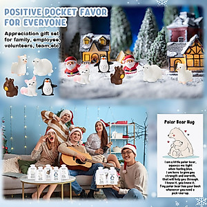 Suzile 50 Set Employee Appreciation Gifts Bulk Winter Polar Animal Figures Thank You Holiday Gift Pun Inspirational Cards for Coworker Funny Resin Penguin Polar Bear Fox Alpaca Pony Office Favor