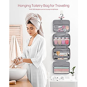 Morfone Travel Toiletry Bag with Leak Proof Bottles, Hanging Travel Makeup Organizer with TSA Approved Cosmetic Bag Portable Travel Bags for Toiletries Accessories Container Shampoo Conditioner