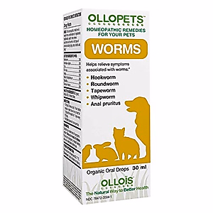 OLLOPETS Worms, Organic Homeopathic Remedy for All Pets, 1 Fl Ounce
