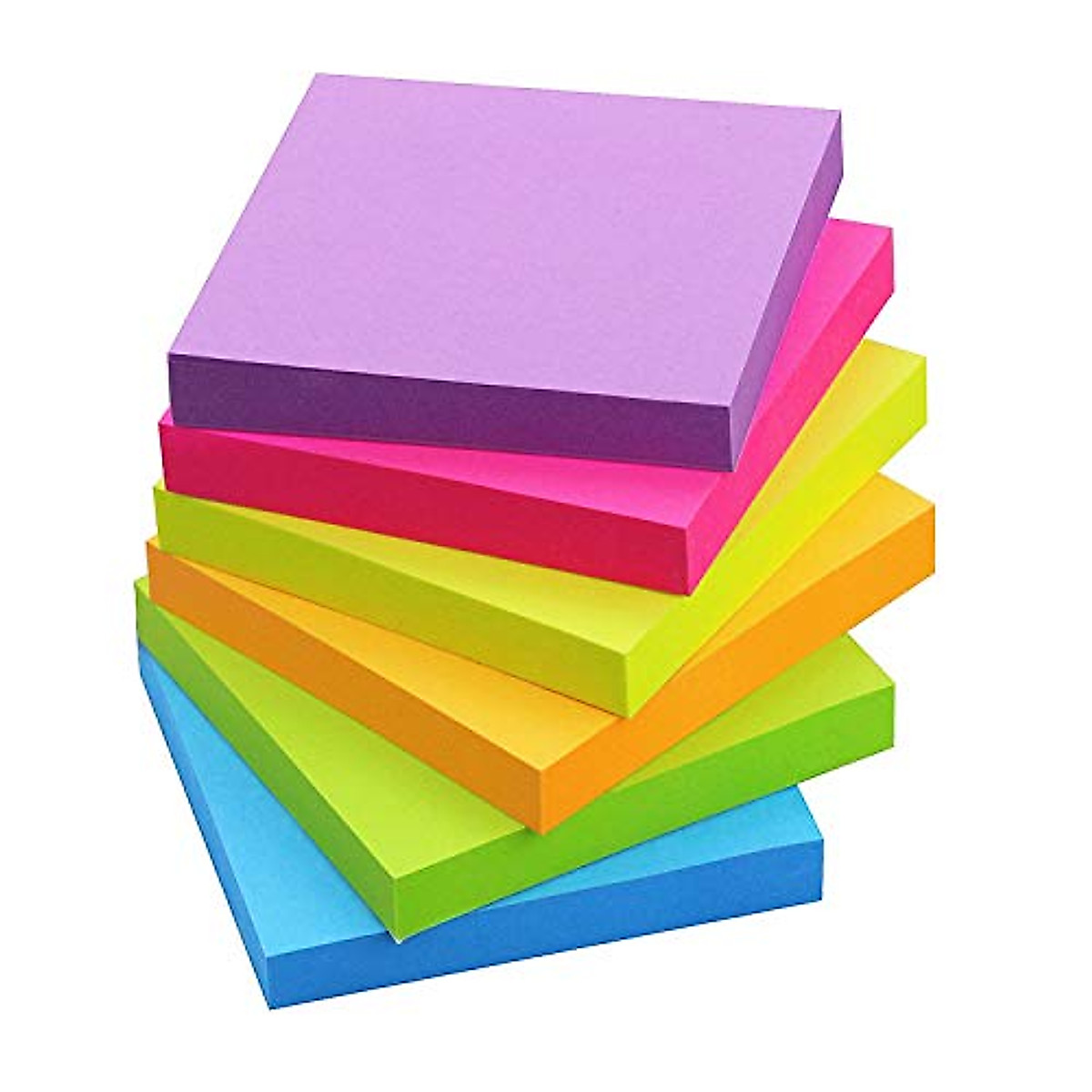 Pop Up Sticky Notes 3x3, 6 Color Bright Colorful Sticky Pad, 6 Pads/Pack, 100 Sheets/Pad, Self-Sticky Note Pads (Yellow, Green, Blue, Orange, Purple, Rose)