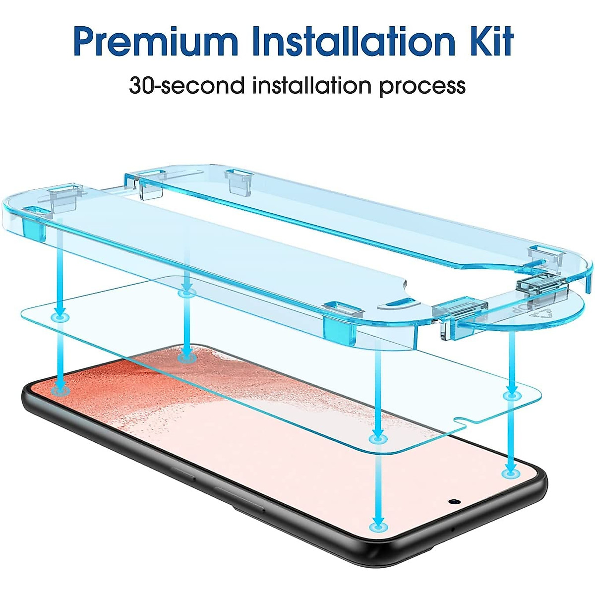 amFilm OneTouch Screen Protector for Samsung Galaxy S22 Plus 6.6 inch, Samsung Galaxy S22 + 6.6 inch, 9H Hardness with Camera Lens Protector, Bubble Free, Tempered Glass, 2 Pack