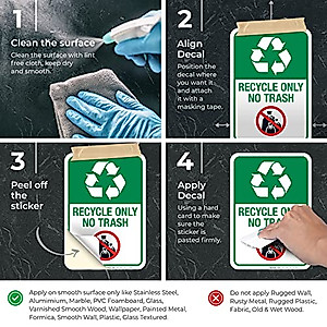 Recycle Only No Trash Sign, 10x7 Inches, 4 Mil Vinyl Decal Stickers Weather Resistant, Made in USA by Sigo Signs