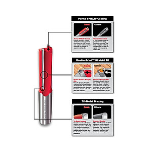 Freud 04-096: 1/16" (Dia.) Double Flute Straight Bit, Red