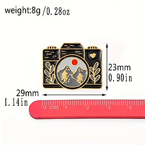 Camera Enamel Pin Mountains Artistic