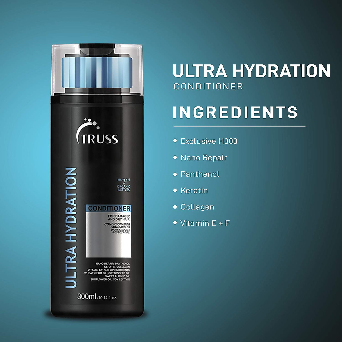 TRUSS Ultra Hydration Shampoo and Conditioner Set Bundle with Miracle Hair Mask for Dry Damaged Hair