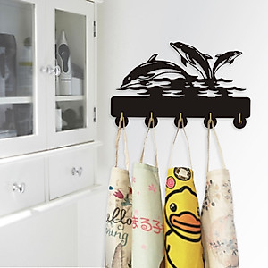 The Geeky Days Dolphin Sign Shape Design Key Hanger Key Hooks Rack Ocean Towel Coat Wall Hook Bathroom Decor Modern Wall Hook Unique Vintage Hook