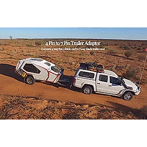 YONHAN 4 Pin to 7 Pin Adapter Trailer Light Adapter 4-Way Flat Truck to 7-Way Blade Reverse Plug Connector with Mounting Bracket for Towing Solutions