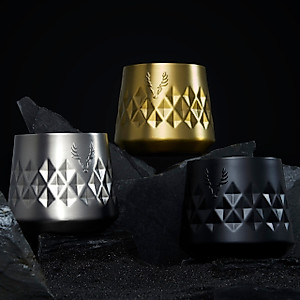 Viski Paragon Whiskey Taster Cocktail Tumbler Insulated Rocks Tumbler Stainless Steel Rocks Glass Black 8oz Set of 1