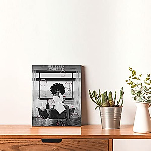 African American Wall Art Bathroom Decor Black Girl In Bathtub Canvas Wall Art Poster Prints Modern Pink Wall Decor Fashion Black Women Pictures Framed Artwork For Bathroom Ready To Hang 8"X10"