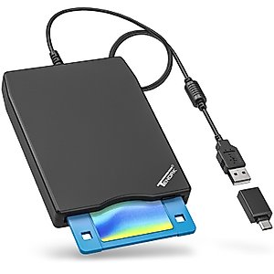 Tendak USB Floppy Disk Drive, Floppy Disk Reader 3.5 inch Portable USB External 1.44MB FDD Diskette Drive for Windows 11/10/8/7/2000/XP/Vista PC Laptop, Plug and Play (Black)