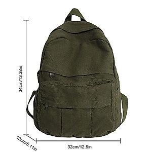 GETERUUV Canvas Backpack Aesthetic Laptop Backpack Vintage Green Backpack for Women Men Lightweight Travel Daypack