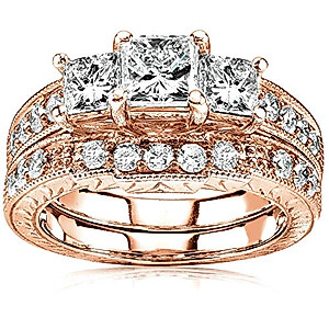 Kobelli Diamond Wedding Ring Set 1 3/5 carats (ctw) in 14K Gold, Size 8, White Gold