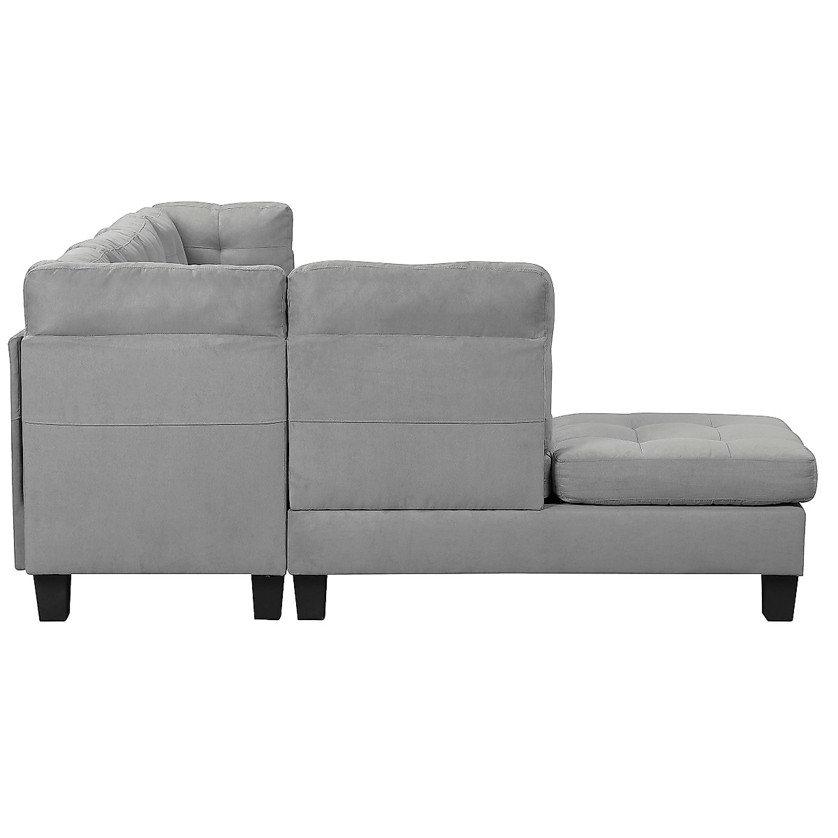 Casa Andrea Milano Modern Sectional Sofa L Shaped Couch with Reversible Chaise, Large Living Room Furniture, Grey