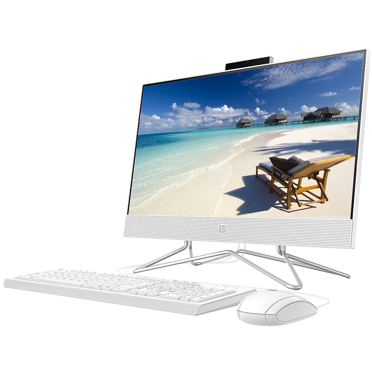 HP All-in-One Desktop, 21.5" FHD Display, Intel Celeron J4025, 16GB DDR4 RAM, 1TB PCIe SSD, Webcam, Wired Keyboard&Mouse, WiFi, HDMI, RJ-45, Windows 11 Home, White
