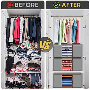 BALEINE 2 Pack Clothes Storage Bags, 24 Gallon Storage Containers with Reinforced Handle Sturdy Zipper, Closet Storage for Blanket Comforter Pillow Bedding (Grey, 2 Pack)