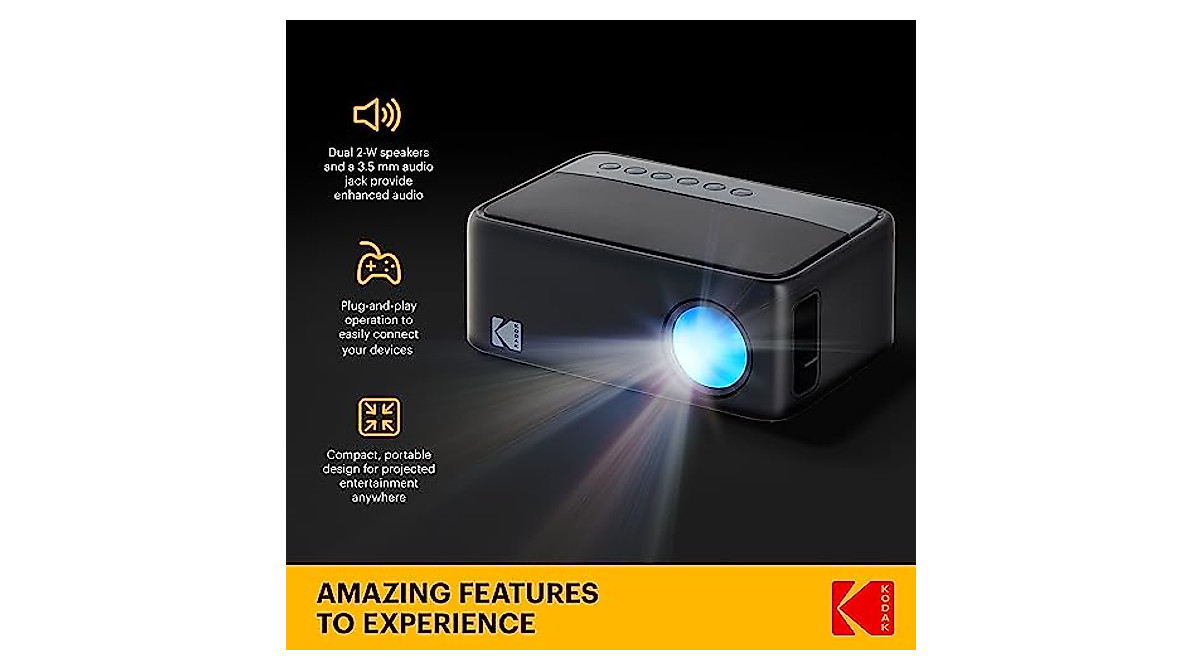 KODAK FLIK X1 Mini Pico Projector | Portable Compact 100” Projector ...