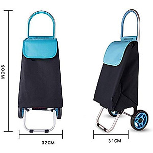 Shopping Trolley on Wheels Multi Function Shopping Cart Lightweight and Portable Folding Steel Tube Trolley Rose Back Zipper Bag Storage Hand Trucks,Yellow,32 * 31 * 90Cm ,Shoppi