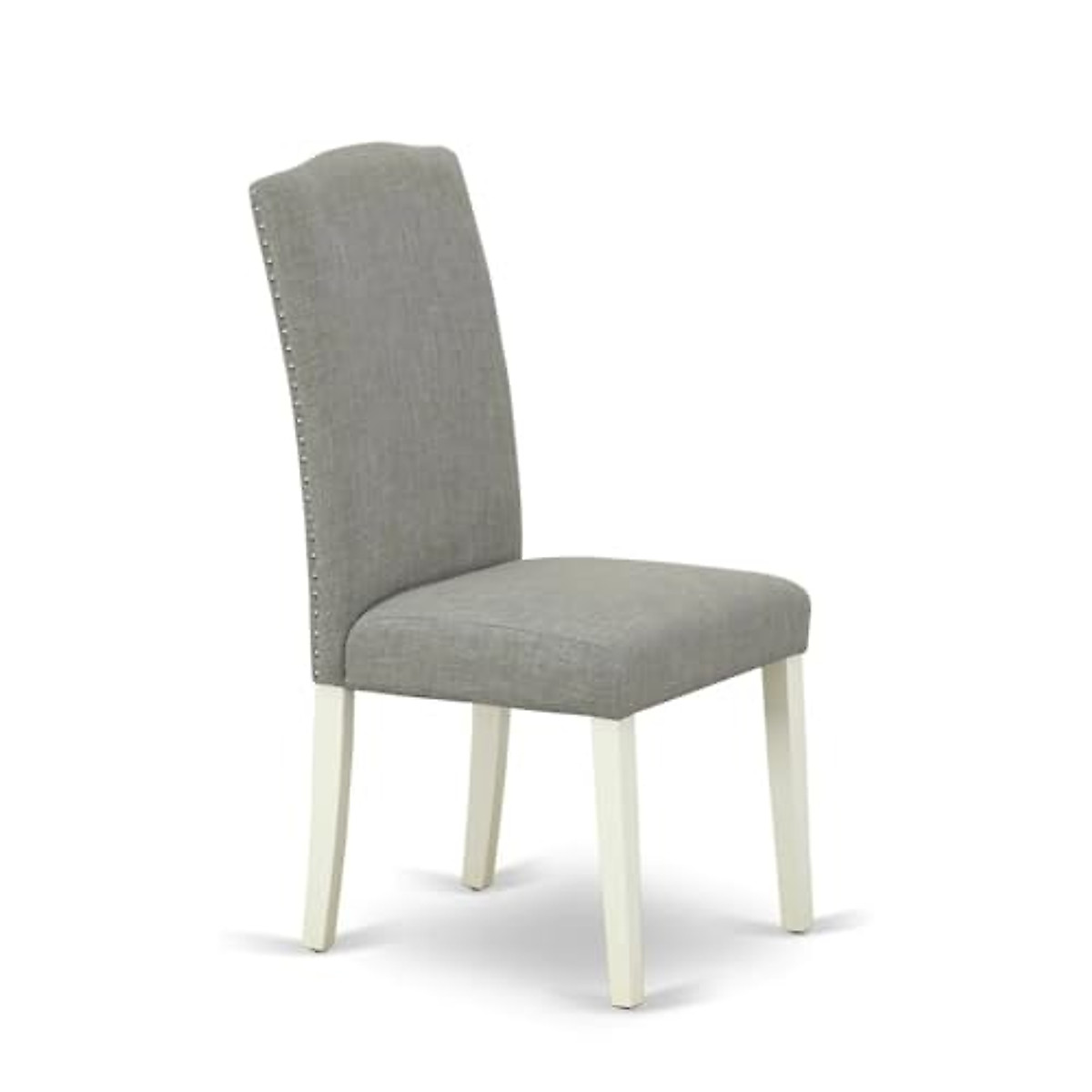 East West Furniture DMEN3-LWH-06 3 Piece Dining Set for Small Spaces Contains a Round Dining Room Table with Dropleaf and 2 Dark Shitake Linen Fabric Parson Chairs, 42x42 Inch, Linen White