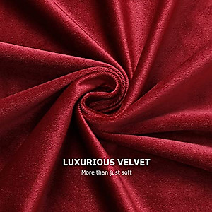 Benedeco Red Velvet Curtains for Bedroom Window with Back Tab, Super Soft Vintage Luxury Heavy Drapes, Room Darkening Thermal Insulated Curtain for Living Room, W52 by L96 inches, 2 Panels