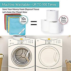 MEXERRIS Microfiber Cleaning Cloth Rags for Glass Floor Polish Dust Multifunctional All Purpose Labeled , Reusable Dish Rags Cleaning Lint Free Streak Free Wipes for House, Kitchen, Windows - 10 Pack