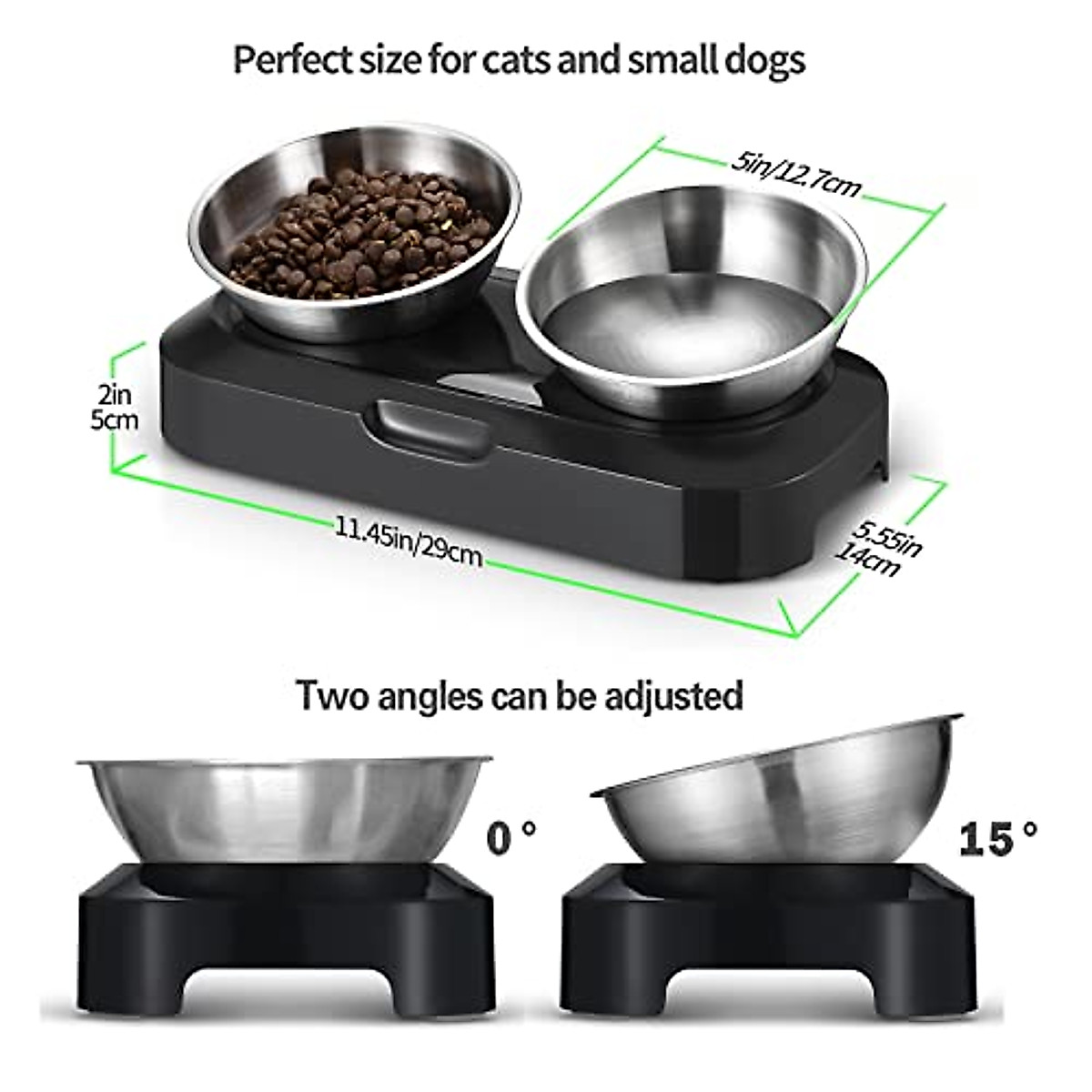 Cat Bowls - Elevated Cat Food Bowls, Anti Vomiting Cat Bowl Set, Stainless Steel Cat Bowls,Cat Bowls for Food and Water, Raised Cat Bowls for Indoor Cats, Orthopedic Cat Bowl