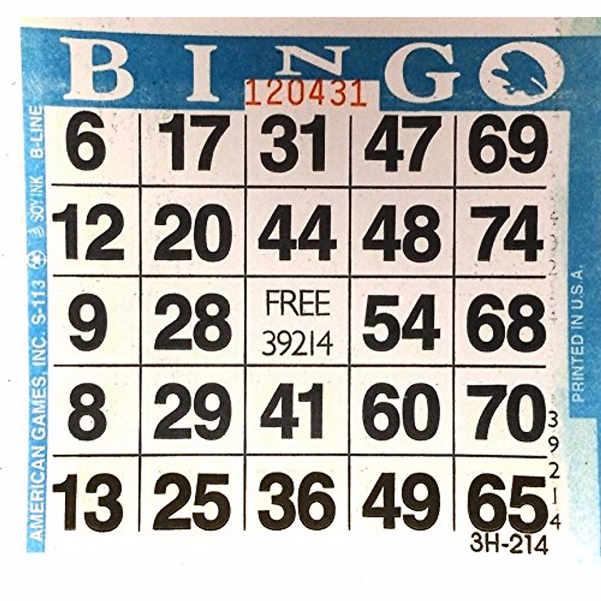 American Games 1 on Blue Bingo Paper Card Sheets (500 Sheets Per Pack)