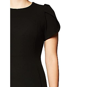 Calvin Klein Women's Tulip Sleeved above The Knee Sheath Dress, True Black, 2