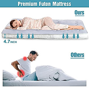 KIAYACI Floor Mattress Japanese Floor Mattress Tatami Floor Mat Quilted Bed Mattress Topper College Dorm Roll Up Mattress Sleeping Pad Breathable Floor Lounger Full Size