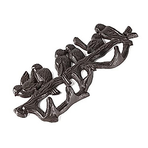 BRASSTAR Cast Iron 4 Coat Hooks Love Birds On Branch Wall Hanging for Coats, Bags, Hats, Towels, Keys, Flowerpots, Rustic Brown Indoor Outdoor Decoration TQGJPT275