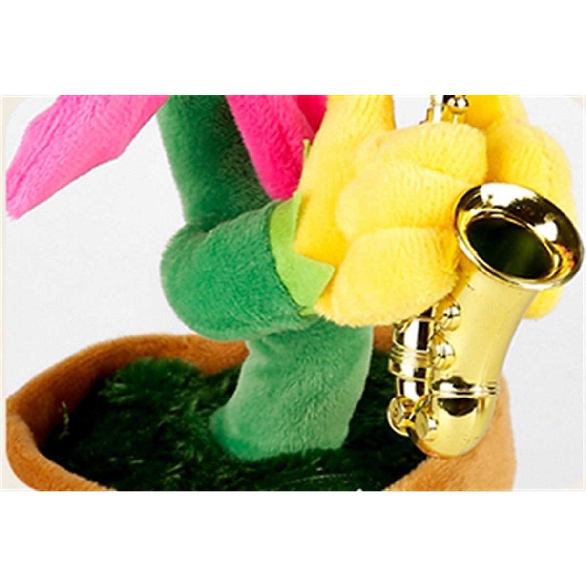 Musical Singing Dancing Repeating Talking Sunflower Soft Plush Funny Creative Saxophone Kids Toy(Yellow)