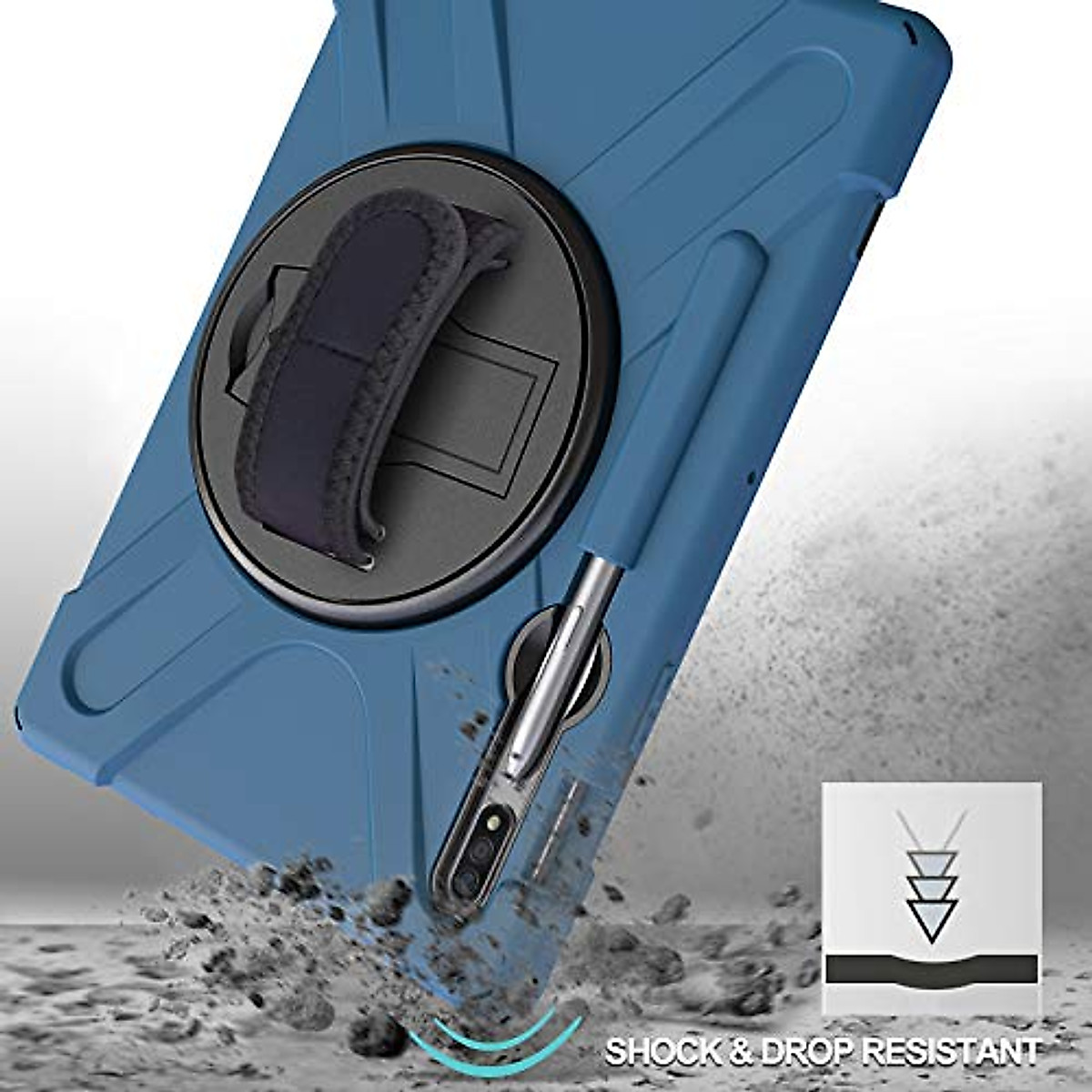 ProCase Galaxy Tab S8 2022 / Tab S7 2020 11 Inch Case (SM-X700/706/T870/T875) with S Pen Holder, Rugged Heavy Duty Shockproof Rotating Kickstand Protective Cover for Galaxy Tab S8 S7 11" -Moroccoblue