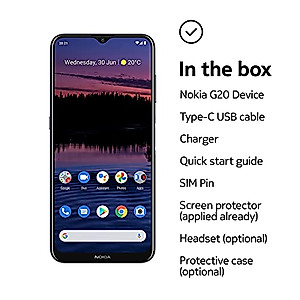 Nokia G20 | Android 11 | Unlocked Smartphone | 3-Day Battery | 4/128GB | 6.52-Inch Screen | 48MP Quad Camera | Polar Night