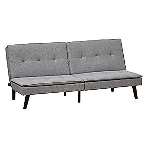 HOMCOM Convertible Lounge Futon Sofa Bed/3 Seater Tufted Fabric Upholstered Sleeper with Adjustable Backrest, Grey