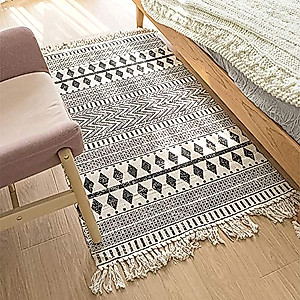 Kingrol 2 Pack Vintage Area Rugs, Cotton Printed Tassels Throw Rugs for Kitchen Living Room Bedroom Bathroom Laundry Room, 2 x 3 Feet, 2 x 4.2 Feet