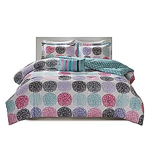 Mi Zone Carly Comforter Set, Doodled Circles Polka Dots Bed Sets– Ultra Soft Microfiber Teen Bedding For Girls Bedroom, Twin/Twin XL, Teal Purple 3 Piece