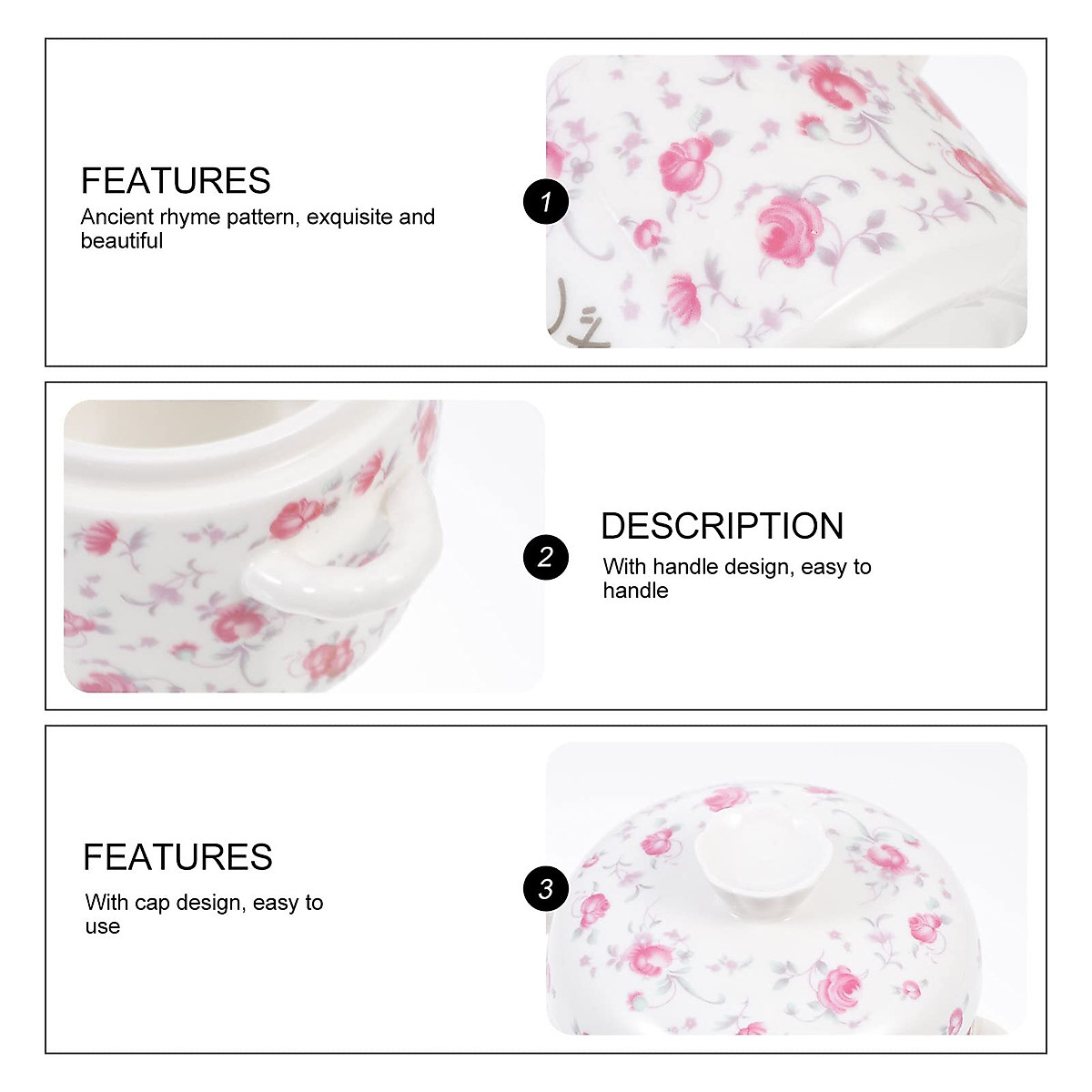 Angoily Ceramic Stew Pot with Lid and Handle Steam Soup Bowl Steaming Cup for Egg Custard Medicinal Birds Nest Pink