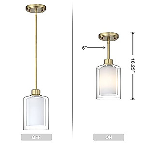 Dolaimi House 3 Pack 1 Light Indoor Hanging Kitchen Island Pendant Light 5" Clear Frosted Glass Chandelier Shade Fixture,Brushed Bronze Finish for Bar,Dining Room Over Sink