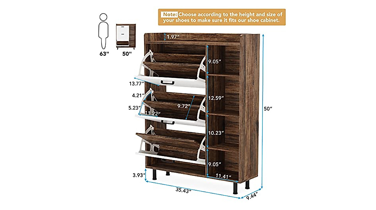Tribesigns Shoe Cabinet with Flip Drawers & Shelves – Stylish Storage ...