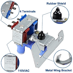 WR57X10032 WR57X33326 Refrigerator Water Inlet Valve by Fetechmate WR57X10032 Dual Solenoid Valve Compatible with G-e Refrigerator Replace WR57X33326 WR57X10040 WR57X10064