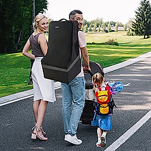 ProFaster Car Seat Travel Bag - Padded, Comfortable, Durable, Roomy Gate Check Carseat Cover Backpack Fits 3-in-1，Convertible, Booster & Infant Car Seats for Airplane, Airport, Gray